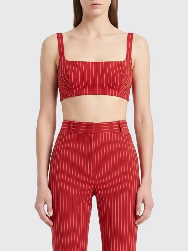 ORIANE Off-the-shoulder Cropped Pinstripe Top With Square Neckline