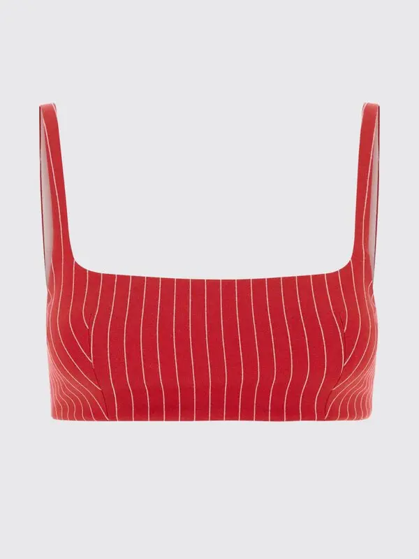 ORIANE Off-the-shoulder Cropped Pinstripe Top With Square Neckline