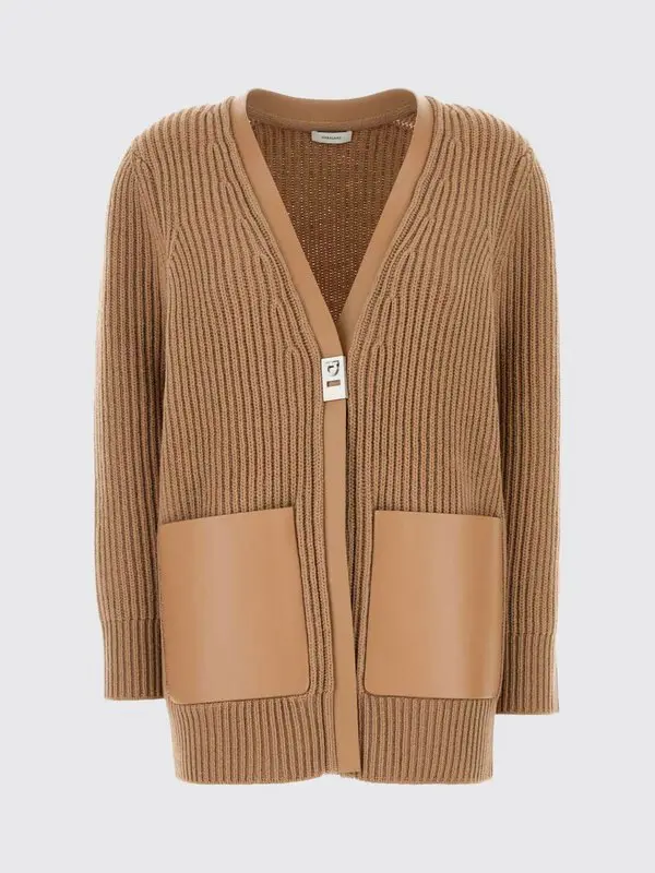 FERRAGAMO Long Wool Cardigan With Gancini Detail