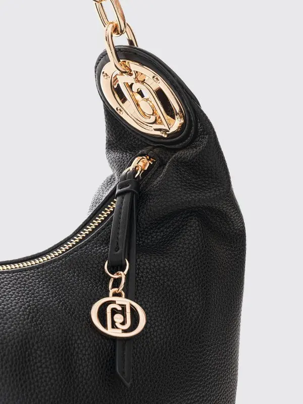 Liu Jo Grained Faux Leather Shoulder Bag With Zip Closure - Black 1