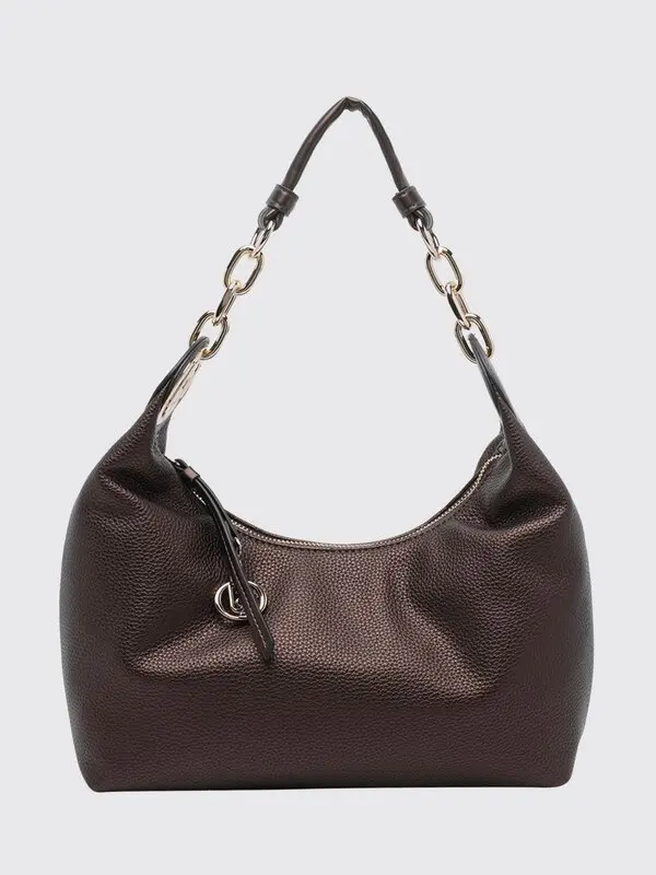 Liu Jo Grained Faux Leather Shoulder Bag With Zip Closure - Brown