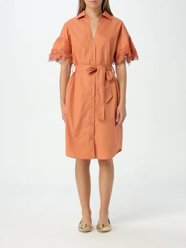 TWINSET Shirt Dress With Lace Trim