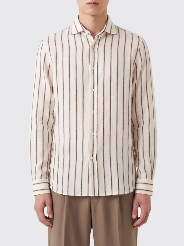 Brunello Cucinelli Striped Linen Shirt With French Collar