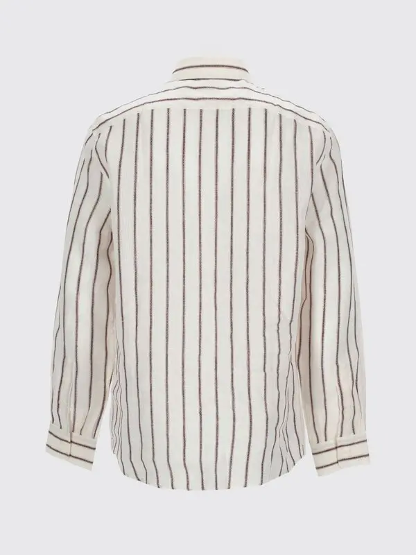 Brunello Cucinelli Striped Linen Shirt With French Collar