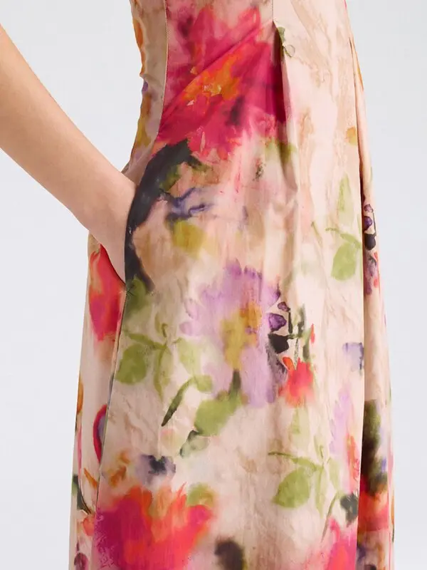 Momoni Floral Print Cotton Midi Dress