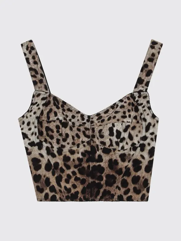 Dolce & Gabbana Animal Print Silk Bustier Top