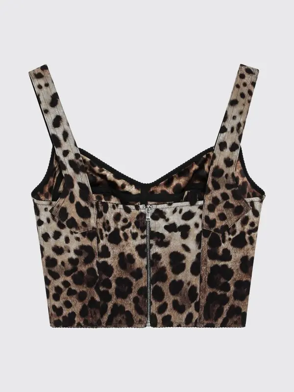 Dolce & Gabbana Animal Print Silk Bustier Top