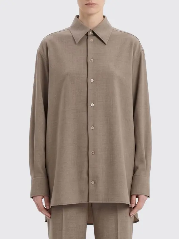ORIANE Relaxed Fit Cotton Flannel Shirt With Dropped Shoulders