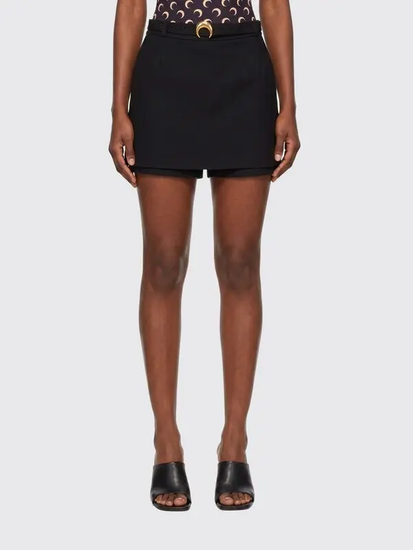 MARINE SERRE High-waisted Viscose Shorts With Adjustable Belt