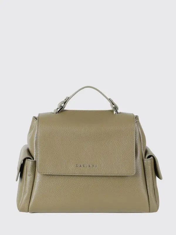 Orciani Sveva Grained Leather Handbag With Detachable Shoulder Strap - Olive