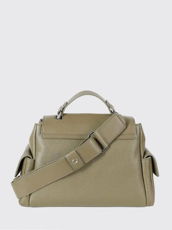 Orciani Sveva Grained Leather Handbag With Detachable Shoulder Strap - Olive