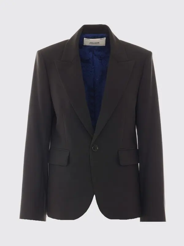 Zadig&Voltaire Single-breasted Blazer With Embroidered Slogan And Peak Lapels