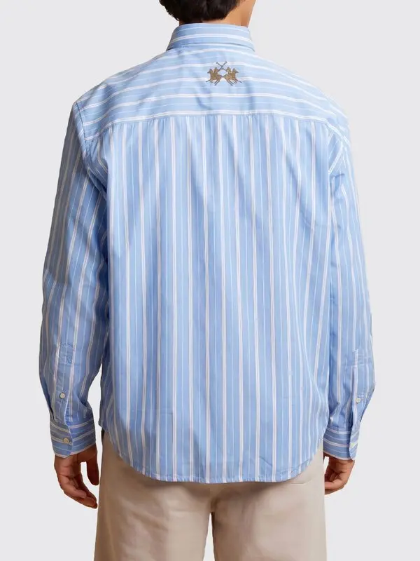 LA MARTINA Striped Long-sleeved Cotton Shirt - Blue