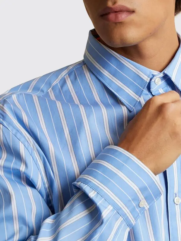 LA MARTINA Striped Long-sleeved Cotton Shirt - Blue