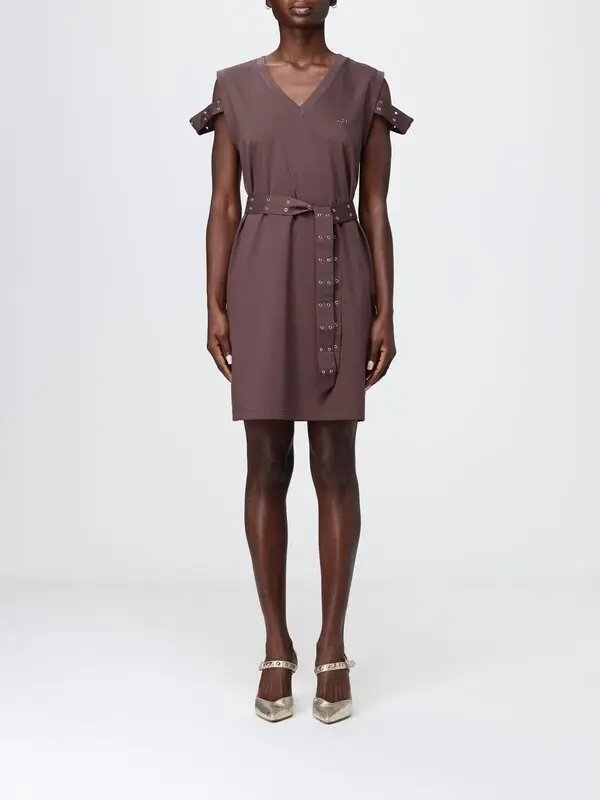 Liu Jo Polyester Dress With Eyelets - Brown