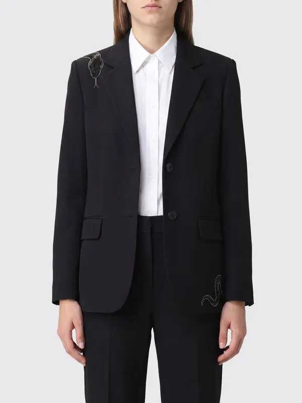 Zadig&Voltaire Single-breasted Blazer With Snake Print And Rhinestones