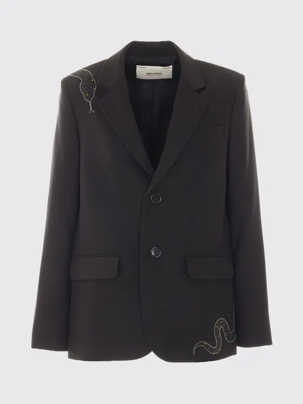 Zadig&Voltaire Single-breasted Blazer With Snake Print And Rhinestones