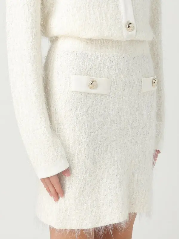 SIMONA CORSELLINI Textured Knit Skirt With Embellished Pockets