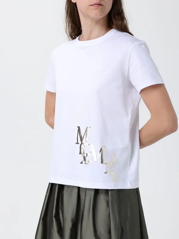 Max Mara Cotton Jersey T-shirt With Logo Detail - White