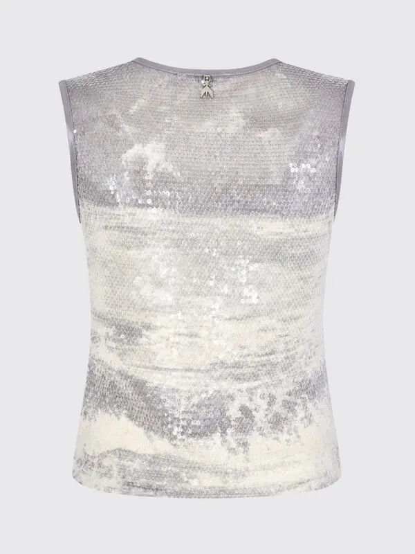 Patrizia Pepe Sleeveless Top With Allover Embroidery - Gnawed Blue