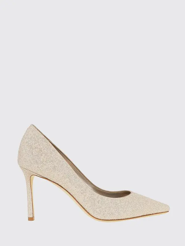 JIMMY CHOO Glitter Leather Pumps With High Stiletto Heel