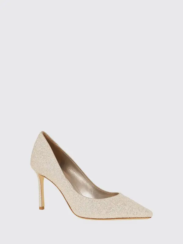 JIMMY CHOO Glitter Leather Pumps With High Stiletto Heel