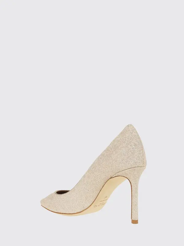 JIMMY CHOO Glitter Leather Pumps With High Stiletto Heel