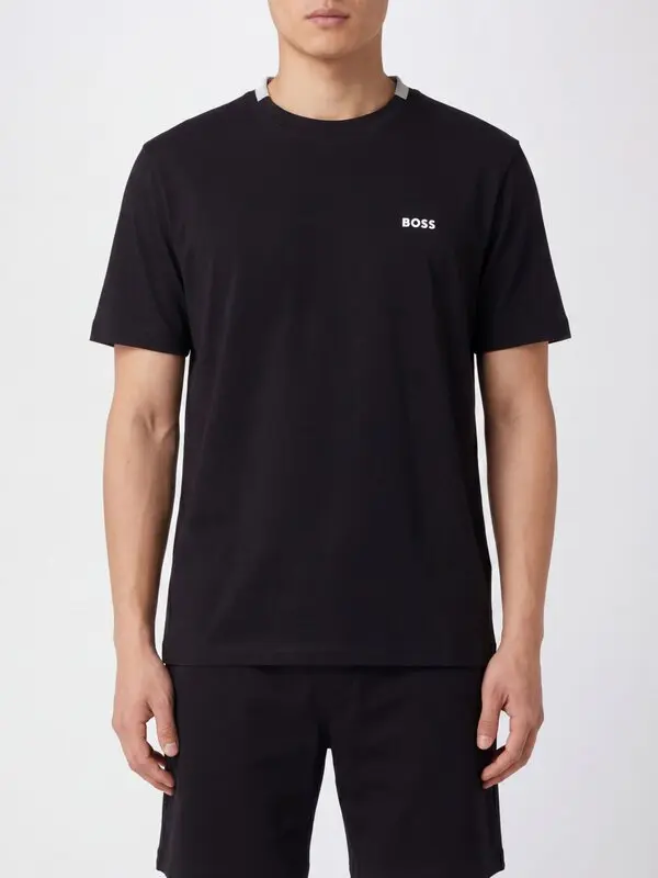 BOSS Cotton Crew Neck T-shirt With Contrast Logo