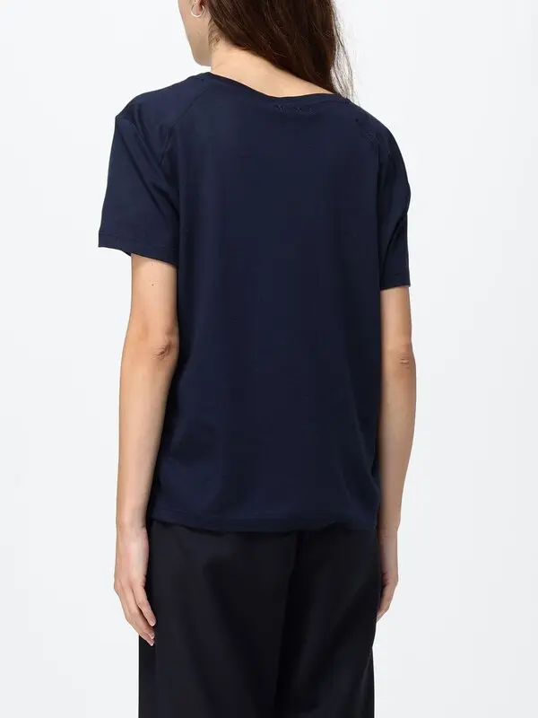Max Mara Cotton Blend Crewneck T-shirt With Dropped Shoulders - Blue