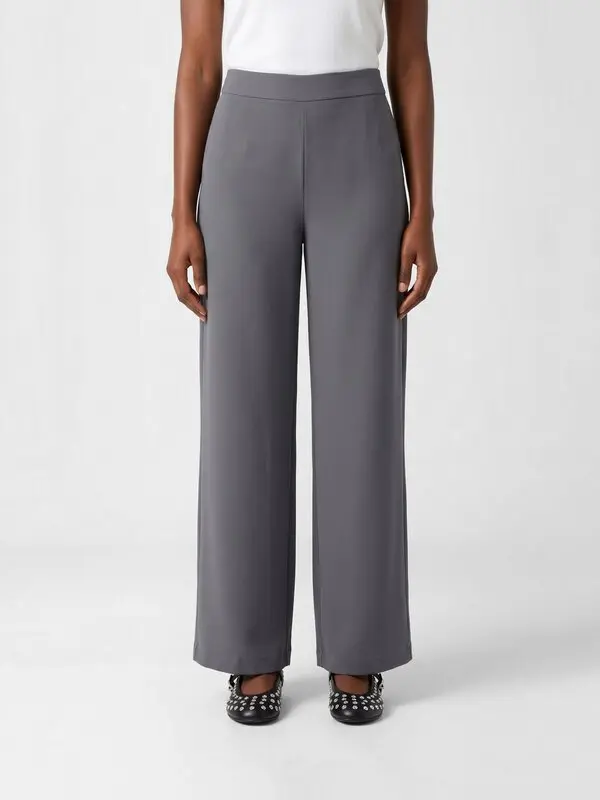 Patrizia Pepe Satin Wide Leg Trousers - Grey