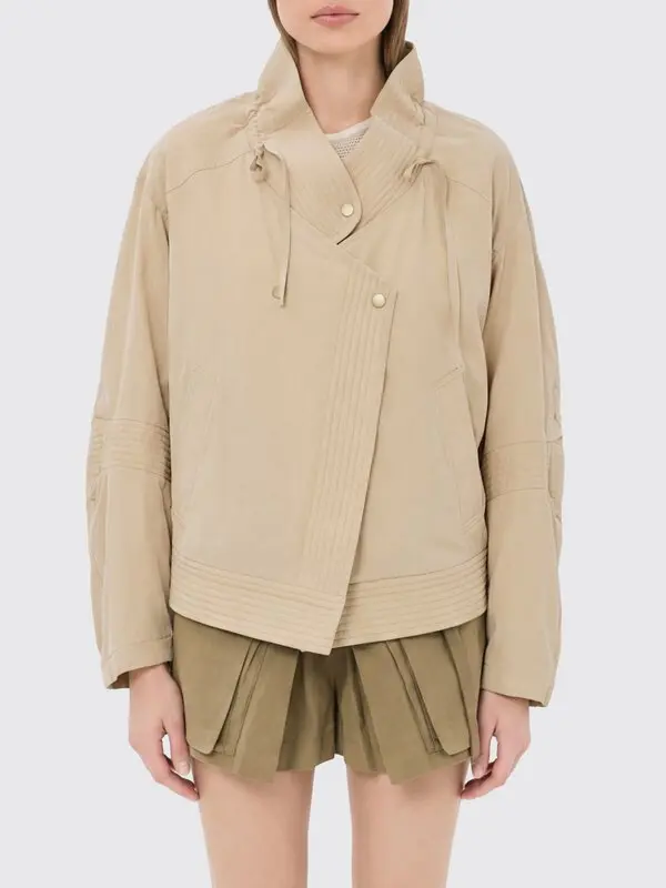 Isabel Marant Étoile Lightweight Tencel And Nylon Jacket With High Windproof Collar - Sand