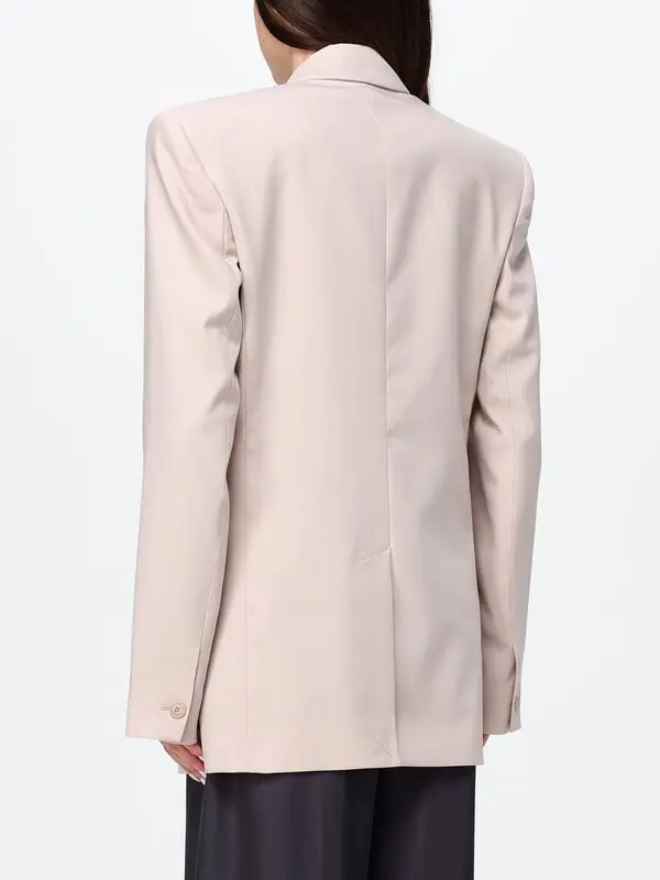 THE FRANKIE SHOP Slim Fit Double Breasted Wool Blend Blazer