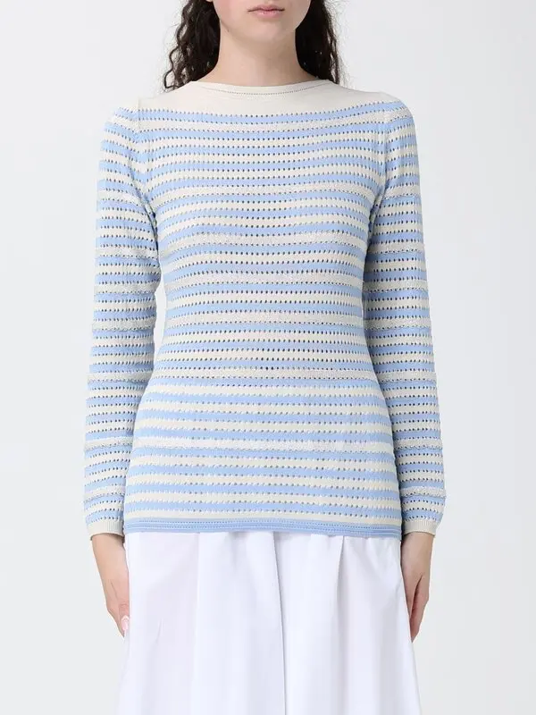 Fabiana Filippi Striped Cotton Knit Top - Gnawed Blue