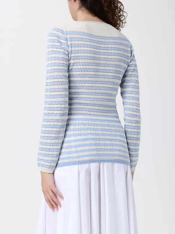 Fabiana Filippi Striped Cotton Knit Top - Gnawed Blue