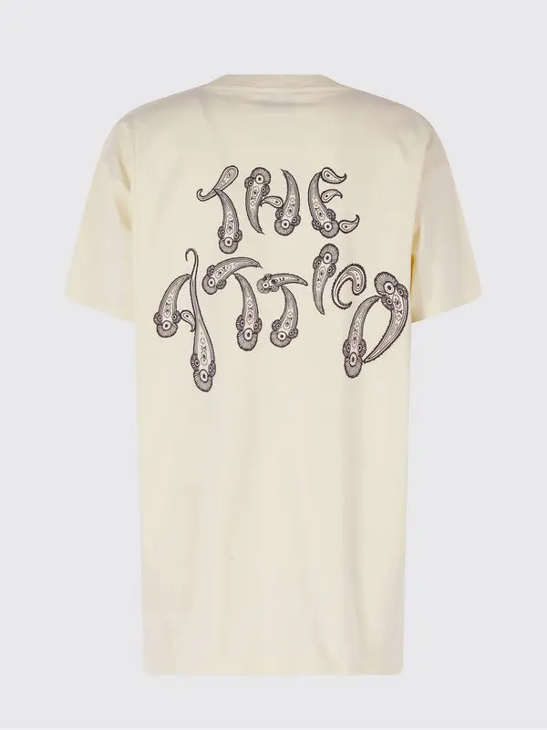 Attico Crew Neck Cotton T-shirt With Printed Logo - Yellow