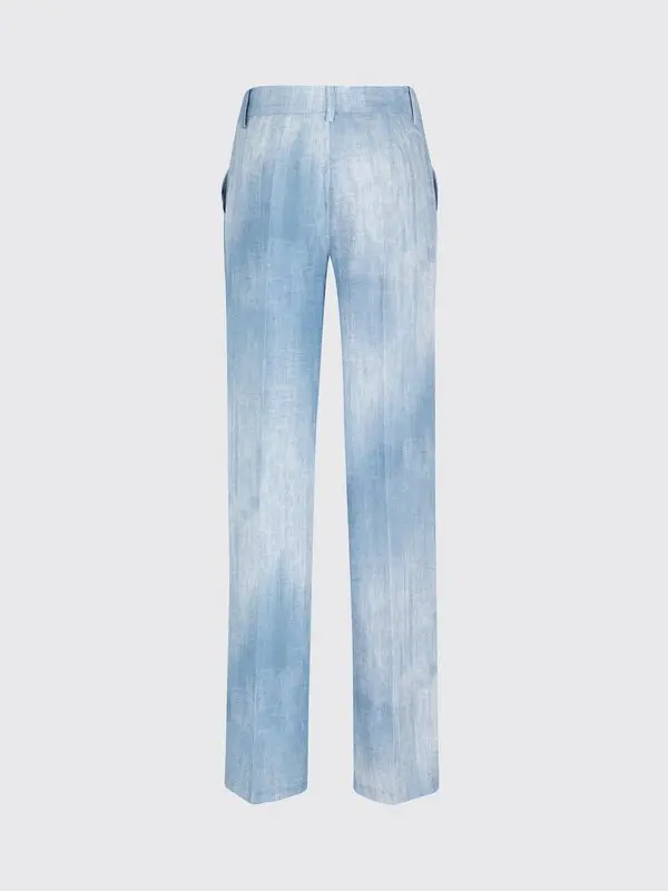 ERMANNO FIRENZE Linen Blend Straight Trousers - Blue
