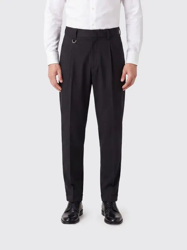 PAOLO PECORA Slim Fit Cotton Chino Pants With Slant Pockets - Black