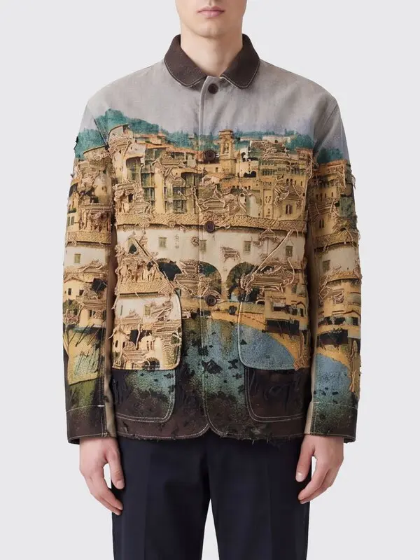 Junya Watanabe Graphic Print Jacquard Light Jacket With Patch Pockets