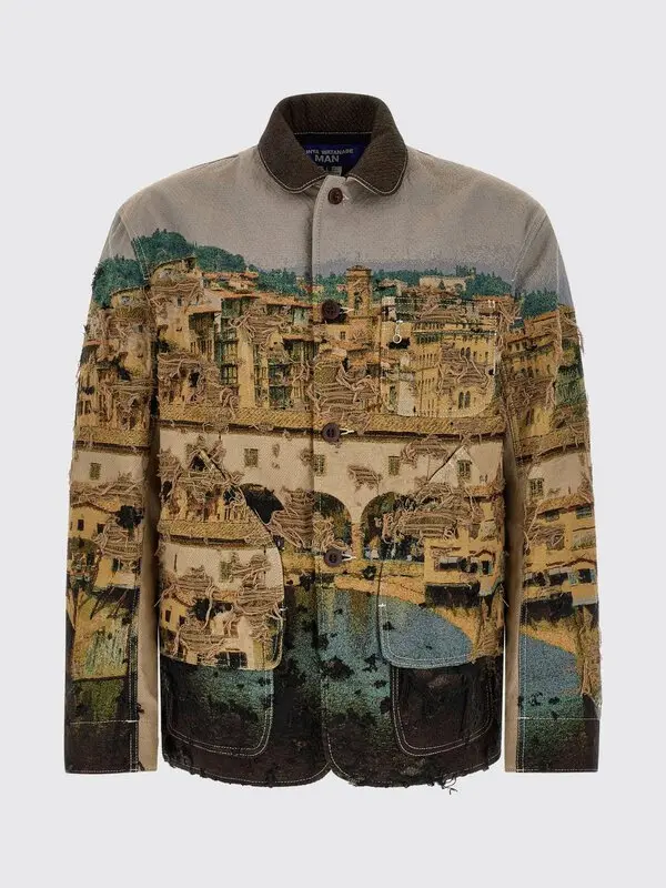 Junya Watanabe Graphic Print Jacquard Light Jacket With Patch Pockets
