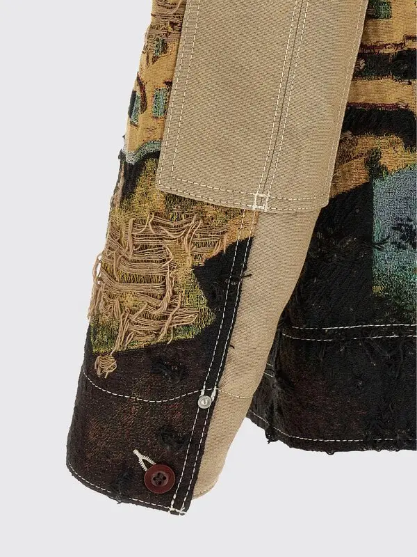 Junya Watanabe Graphic Print Jacquard Light Jacket With Patch Pockets