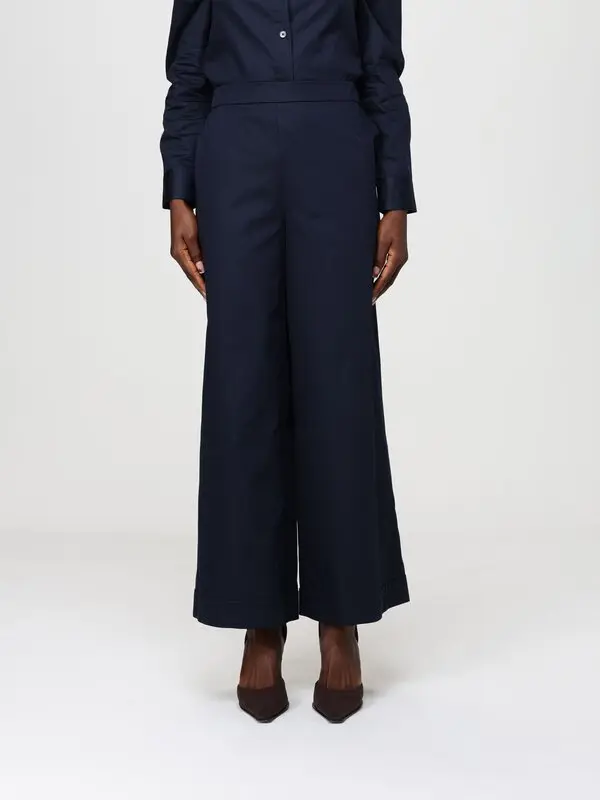 Max Mara Cotton Cropped Trousers - Navy