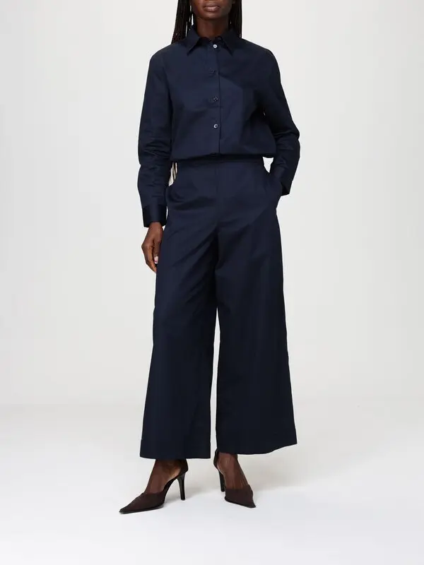 Max Mara Cotton Cropped Trousers - Navy