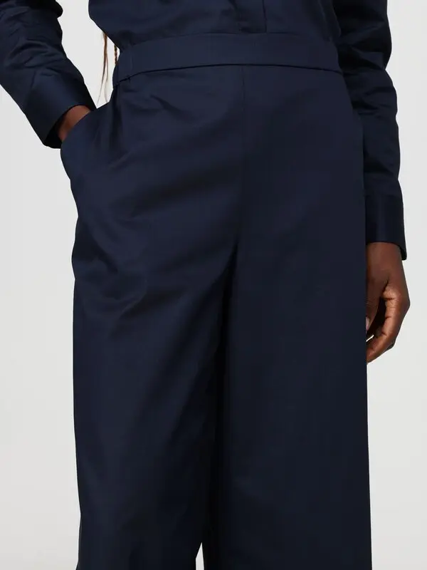 Max Mara Cotton Cropped Trousers - Navy