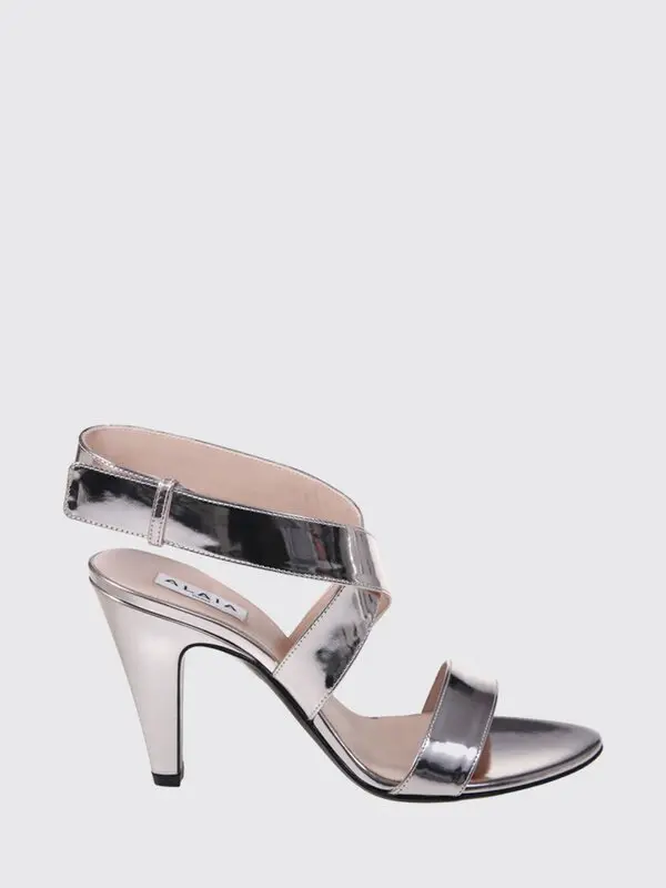 Alaïa Patent Leather Sandals With A High Cone Heel And An Ankle Strap - Grey