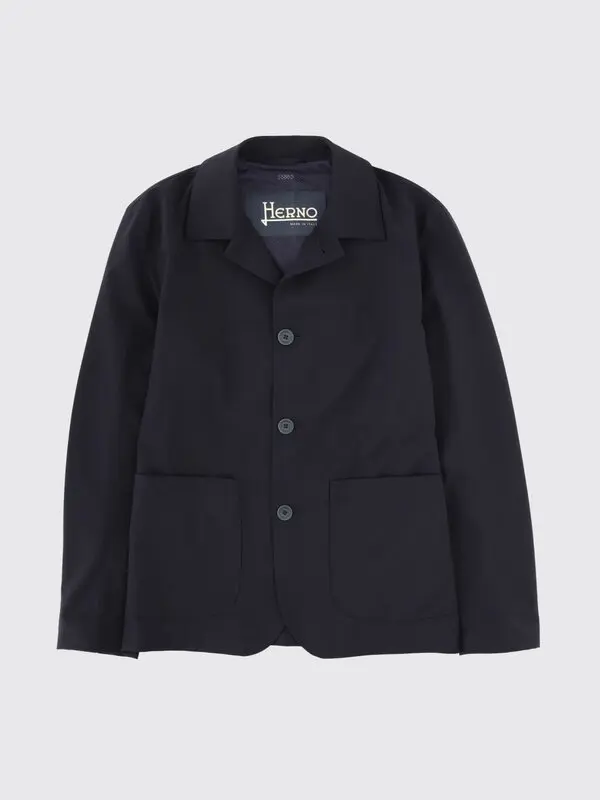 Herno Single-breasted Technical Fabric Blazer With Lapels And Patch Pockets