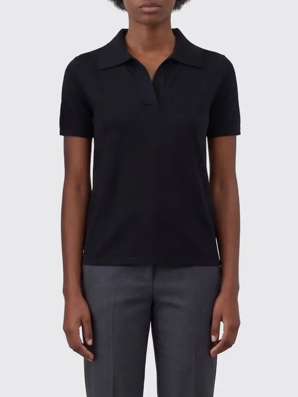 ROBERTO COLLINA Viscose Polo Shirt - Black