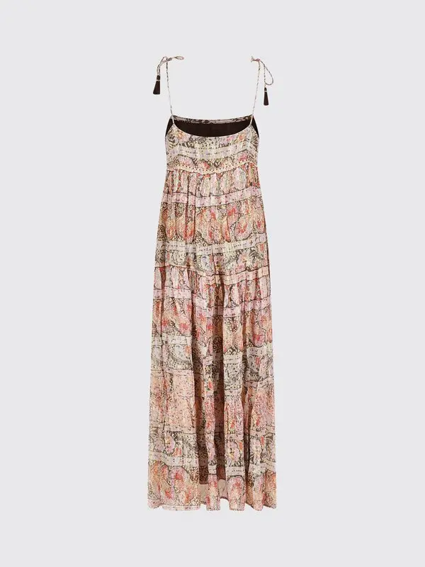 Rixo Ethnic Print Viscose Blend Midi Dress With Spaghetti Straps