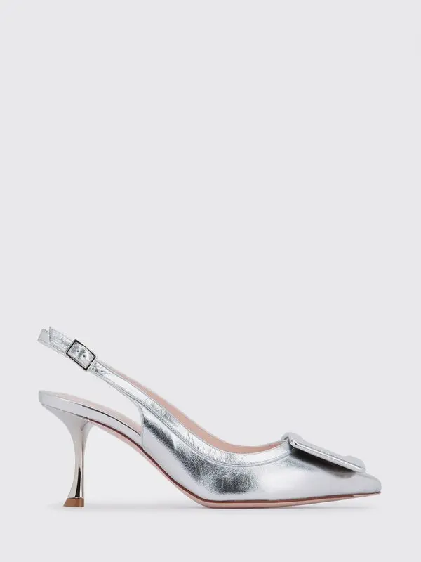 ROGER VIVIER Slingback Pumps In Laminated Leather - Silver