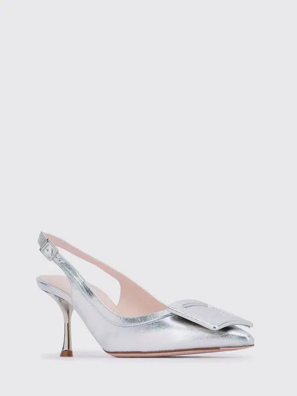 ROGER VIVIER Slingback Pumps In Laminated Leather - Silver