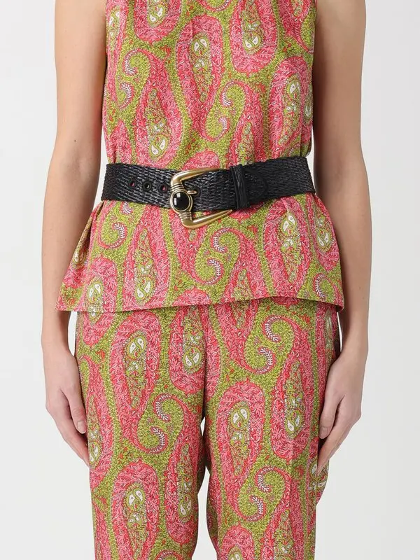 Etro Woven Belt With Gold Tone Buckle